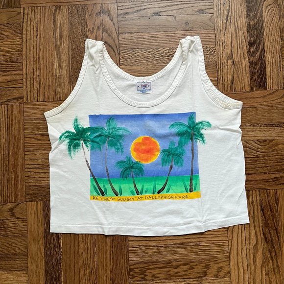 Tops | Vintage Key West Sunset Cropped Graphic Tank Top | Poshmark